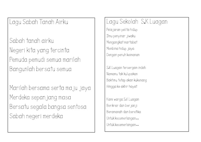 Lirik Lagu Sabah Tanah Airku | PDF