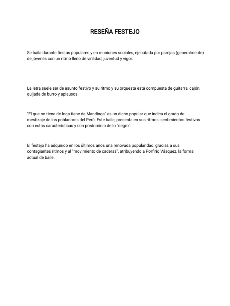 RESEÑA FESTEJO | PDF