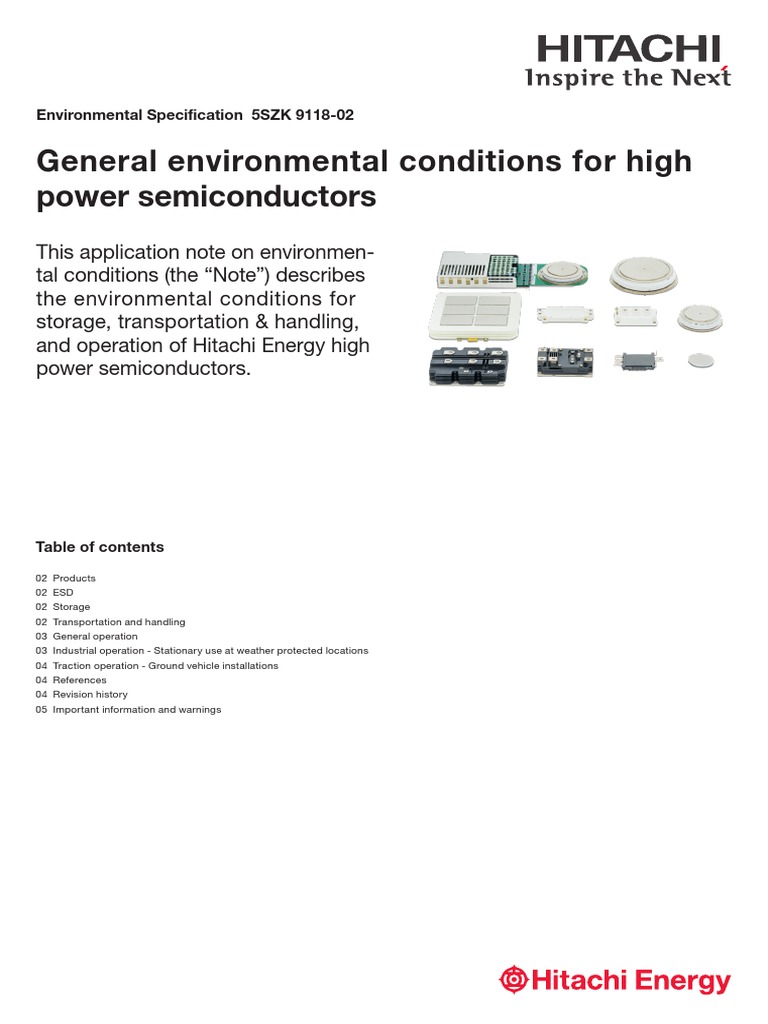 5SZK9118-General Environmental Conditions For High Power Semiconductors - Jan2023 | Download ...