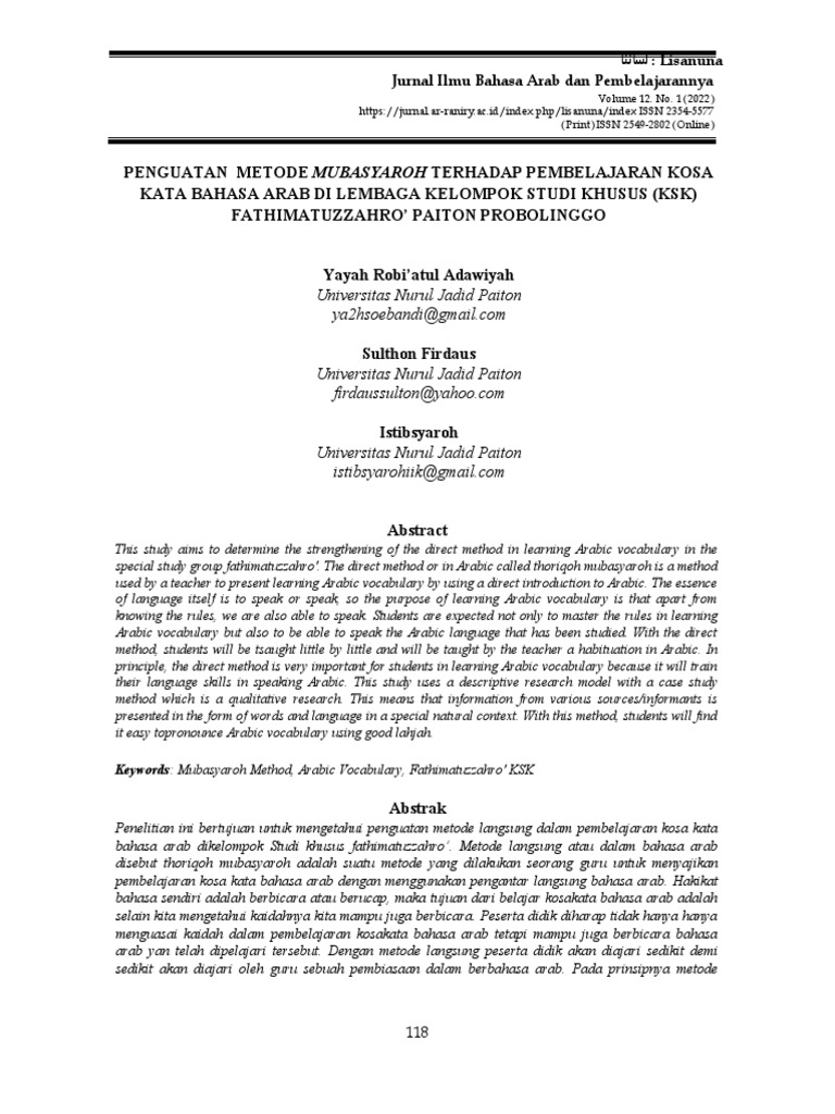 Jurnal Bahasa Arab | Download Free PDF | Vocabulary | Linguistics