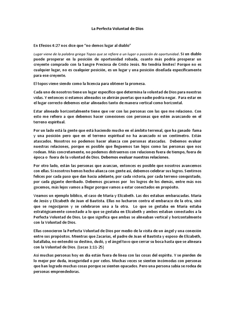 La Perfecta Voluntad de Dios | Descargar gratis PDF | María, madre de Jesús | Dios