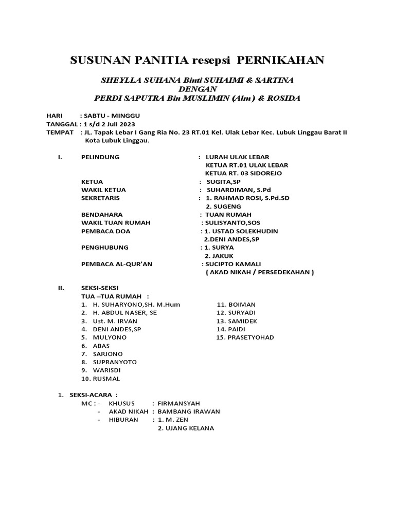 susuNAN PANITIA PERNIKAHAN | PDF susuNAN PANITIA PERNIKAHAN | PDF