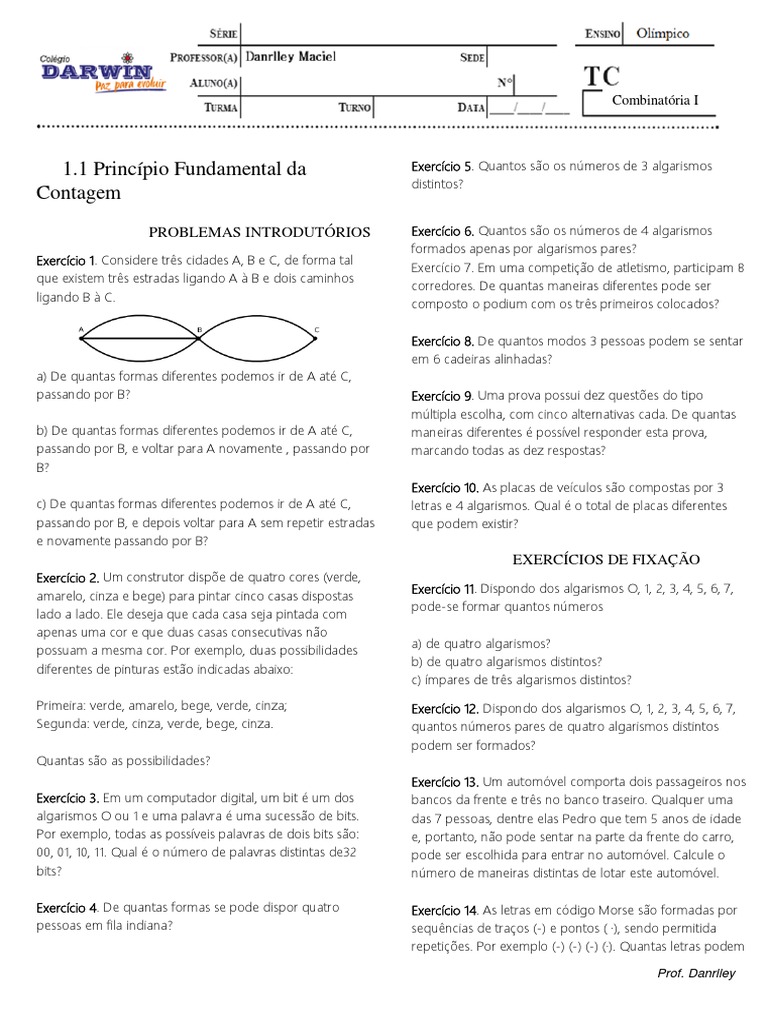 AULA 05 - OBMEP - Combinatória 1 | PDF | Combinatória | Números