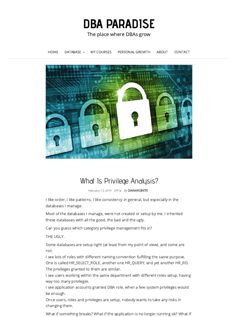 What Is Privilege Analysis - DBA Paradise | Download Free PDF ...