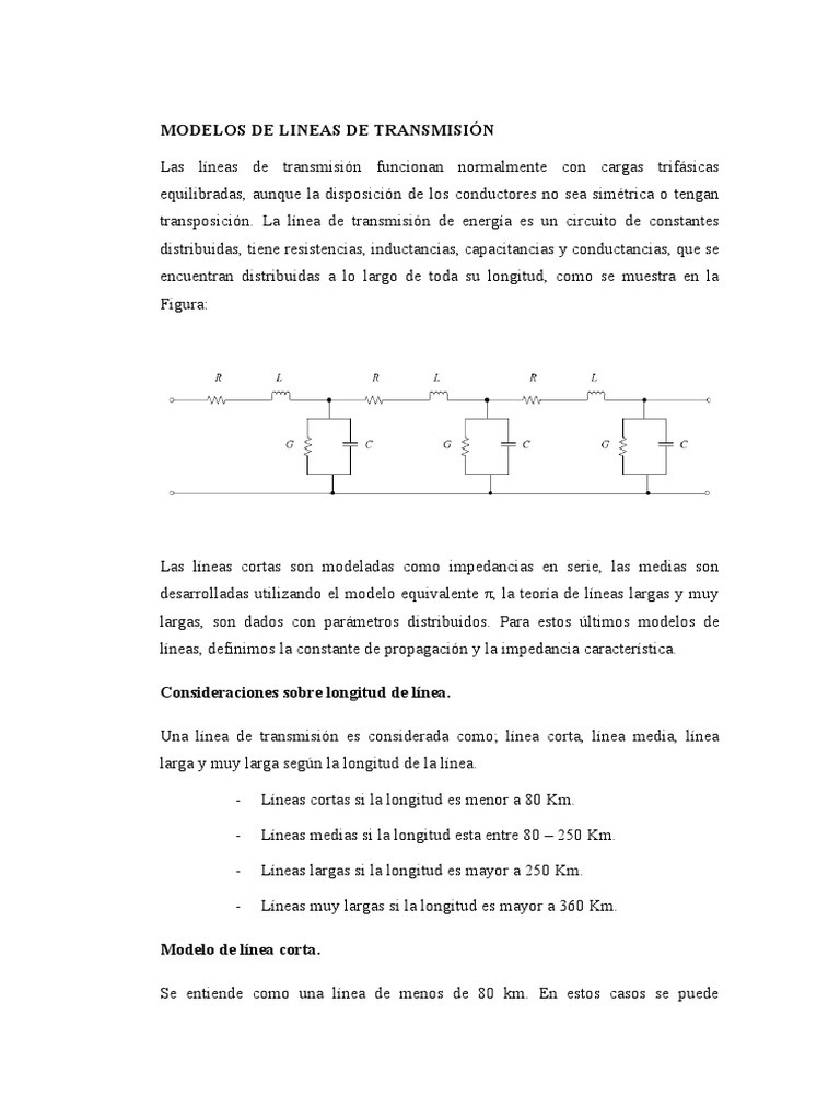 Modelos de Líneas de Transmisión Eléctrica | PDF | Línea de transmisión ...