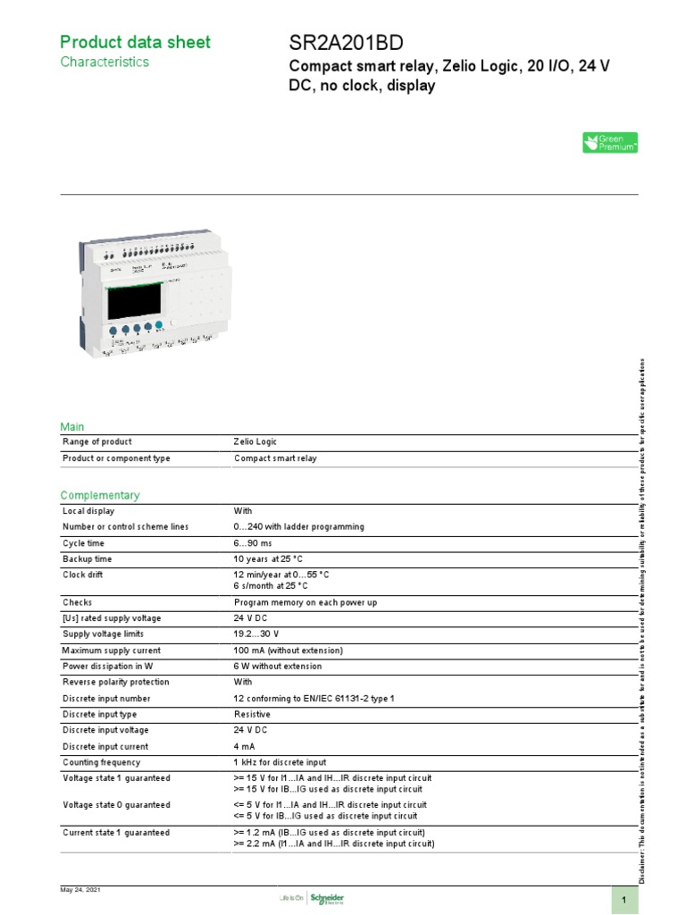 Zelio Logic Sr2 Sr3 Sr2a201bd | PDF | Relay | Electrical Network