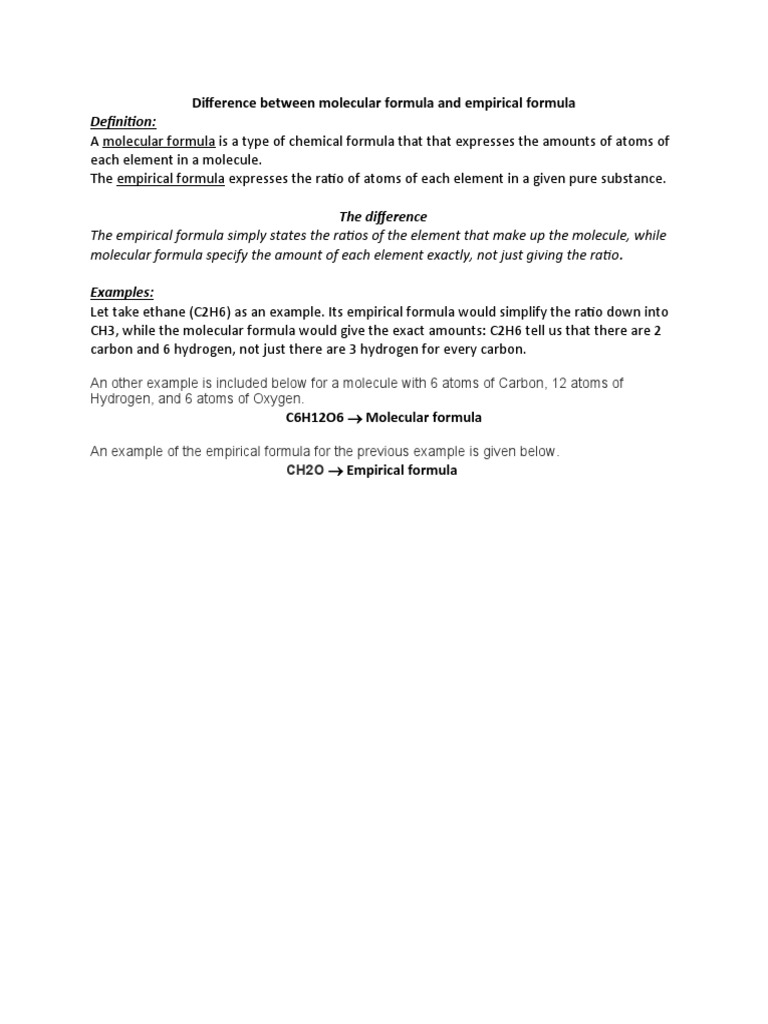 Molecular Formula and Empirical Formula | PDF | Philosophy | Teaching ...