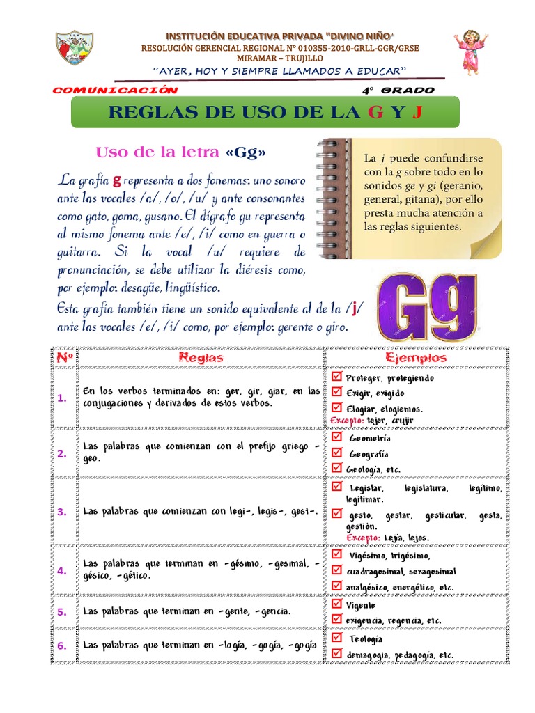 Reglas de Uso de La G y J | PDF | Lingüística | Comunicación humana