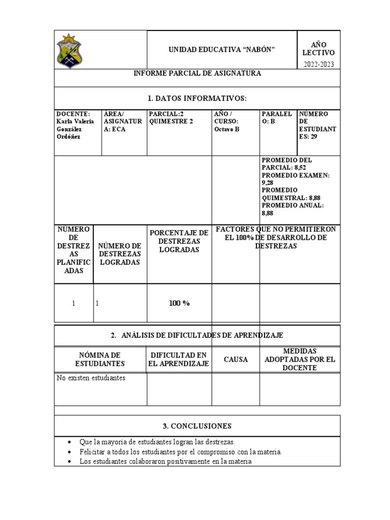 Informe Eca 8b | PDF | Aprendizaje | Modificación de comportamiento