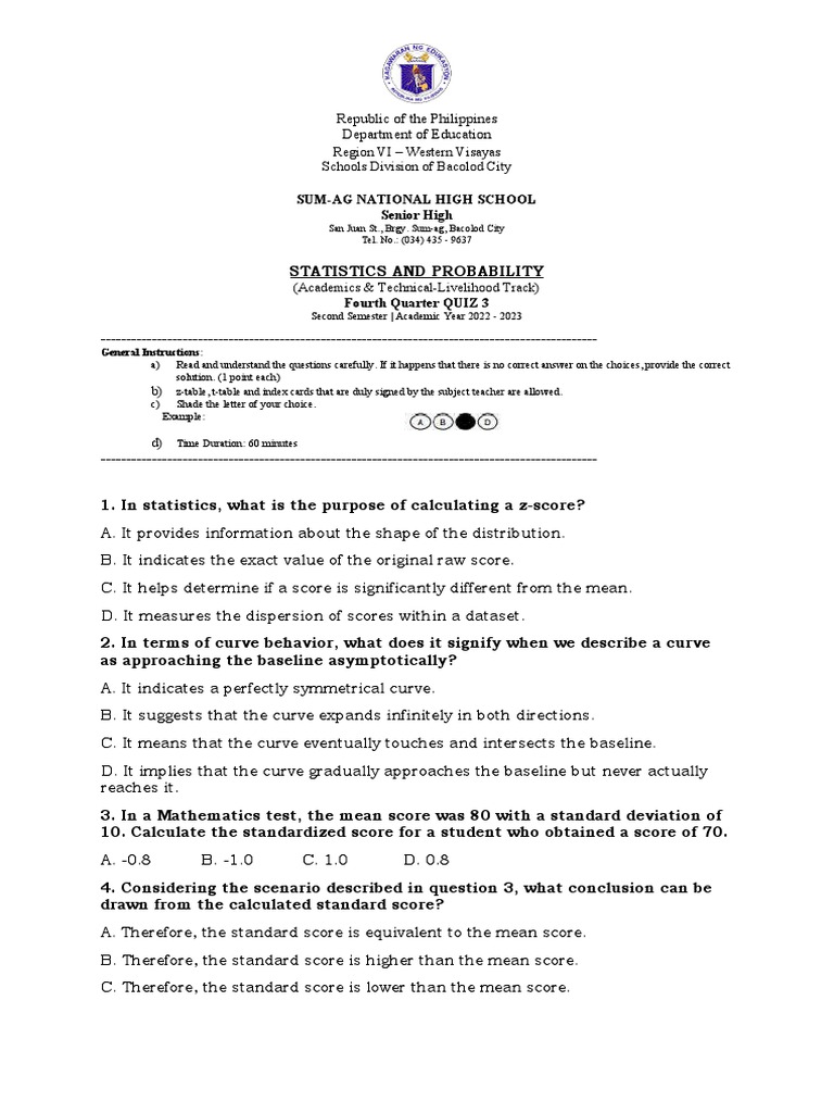 STAT Quiz 3 | PDF | Mean | Standard Deviation