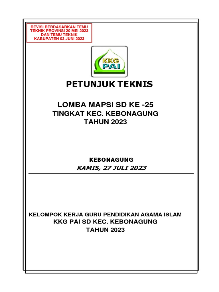 Juknis Mapsi Kec. Kebonagung 2023 | PDF
