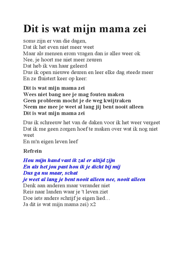 Dit is Wat Mijn Mama Zei | PDF