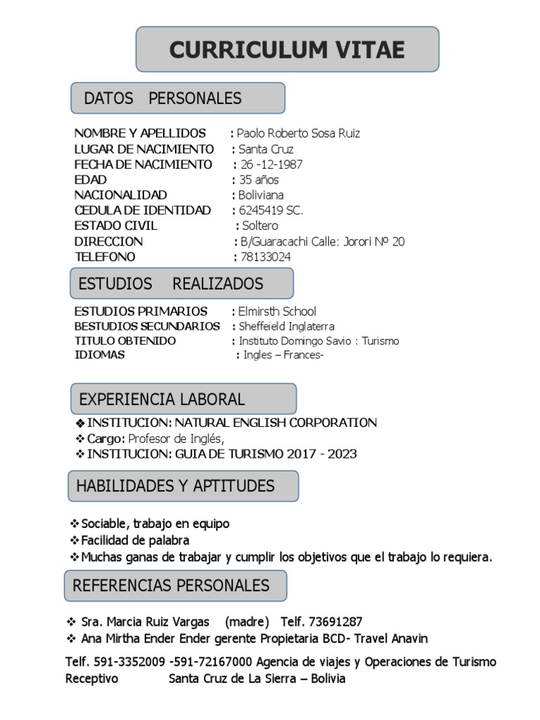 Curriculum Vitae de Paolo Sosa Ruiz | PDF