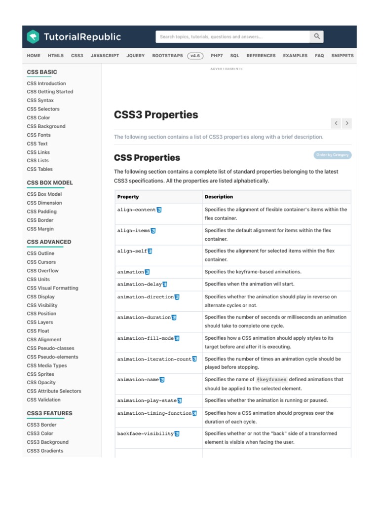 List of CSS3 Properties - Tutorial Republic | PDF | Graphic Design | Web Development