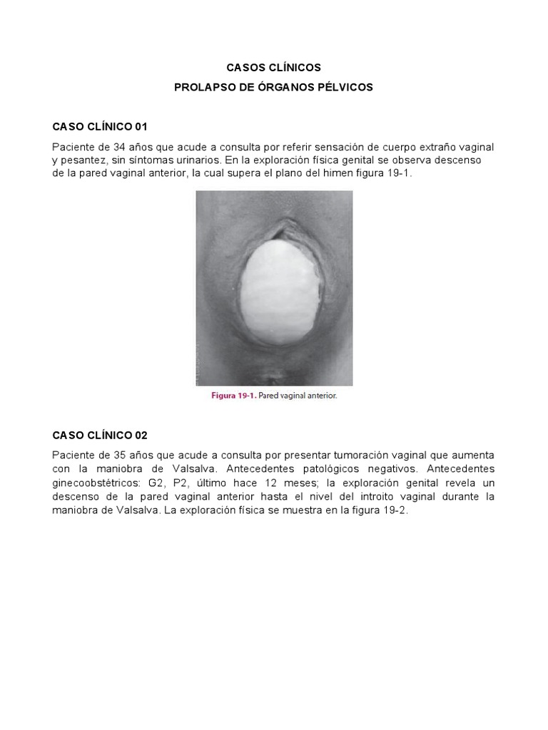 CASOS CLÍNICOS PROLAPSO DE ÓRGANOS PÉLVICOS | PDF