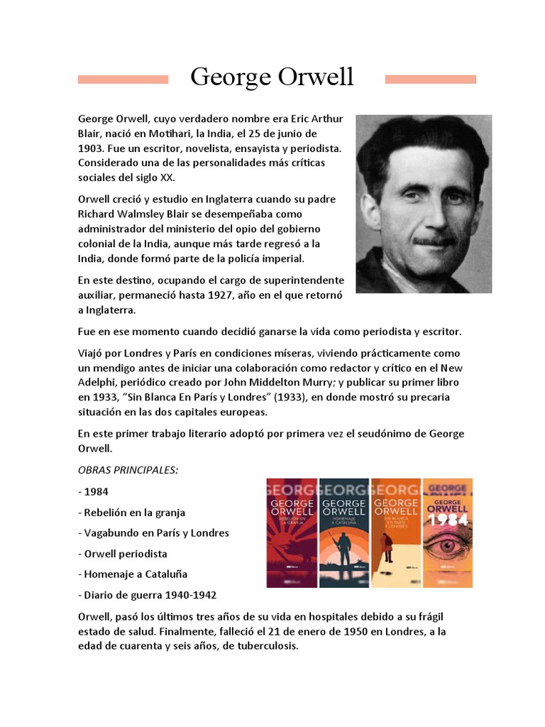 George Orwell biografia | PDF
