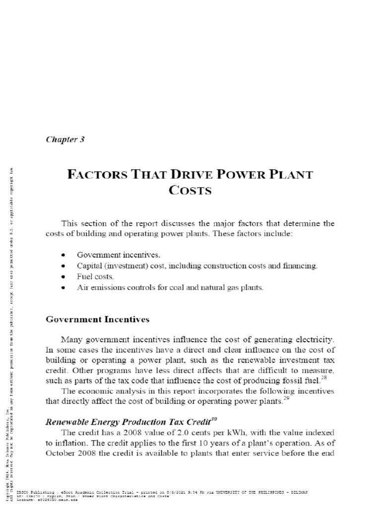 Factors That Drive Power Plant Costs | PDF