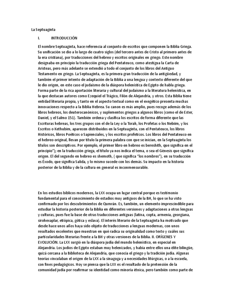 La Septuaginta | PDF | Septuaginta | Biblia