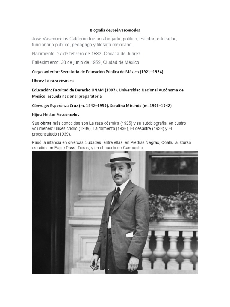Biografía de José Vasconcelos | PDF