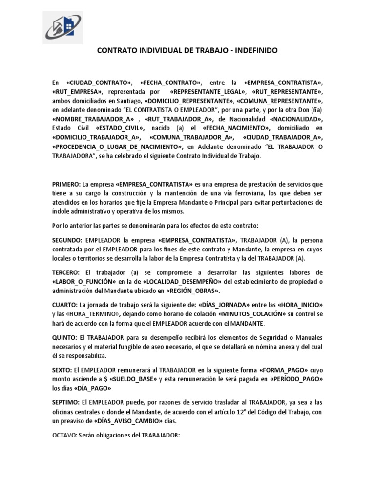 Modelo. Contrato Individual Indefinido | PDF
