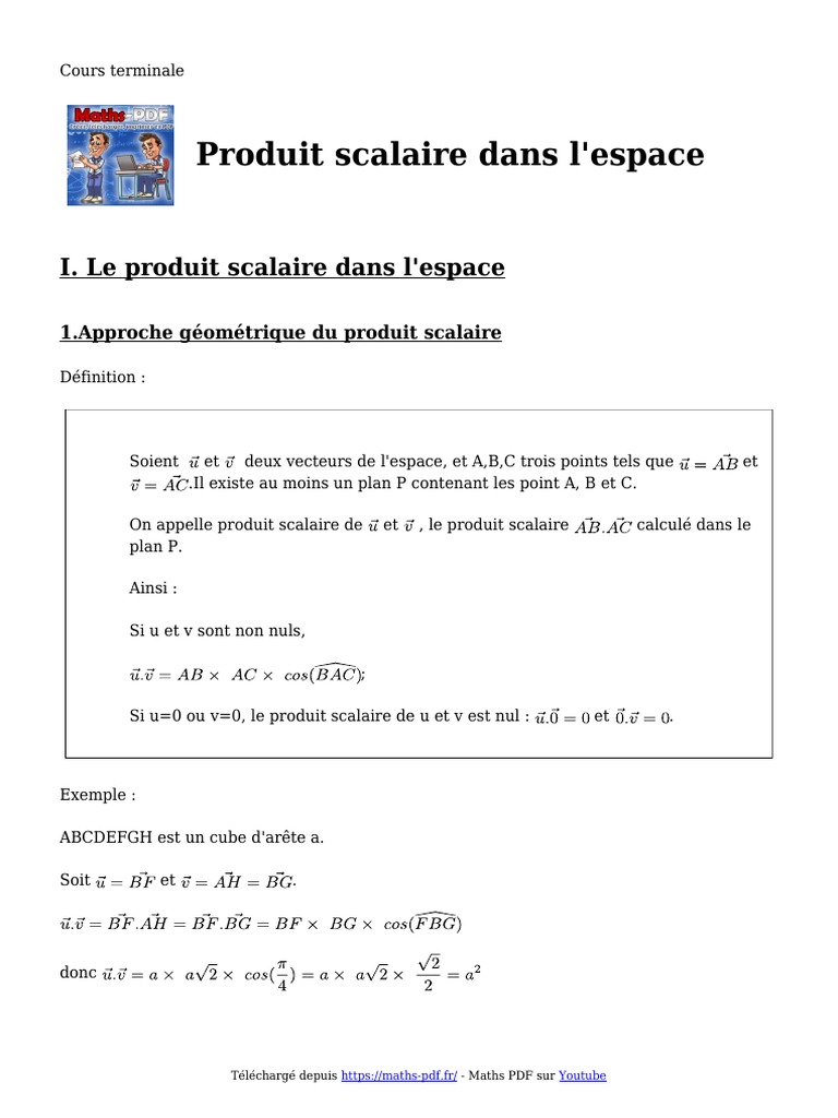 Produit scalaire : définitions et propriétés | PDF | Plan (Géométrie ...