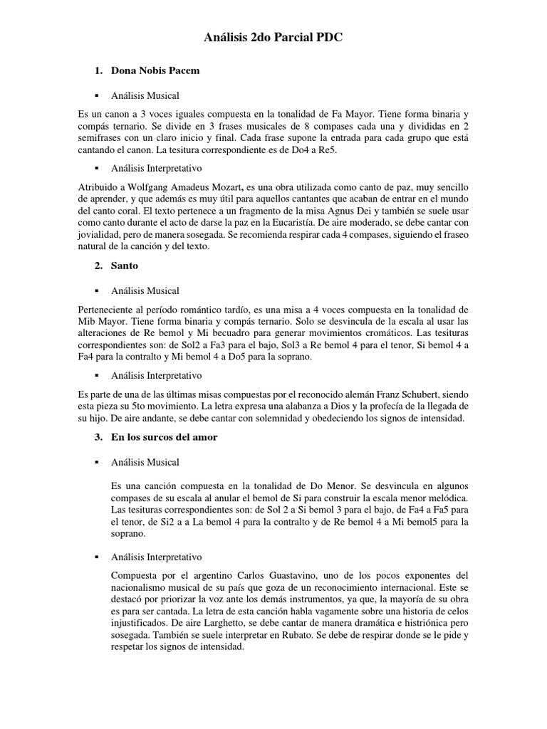 Análisis 2do Parcial PDC | PDF | Escala (música) | Composiciones Musicales