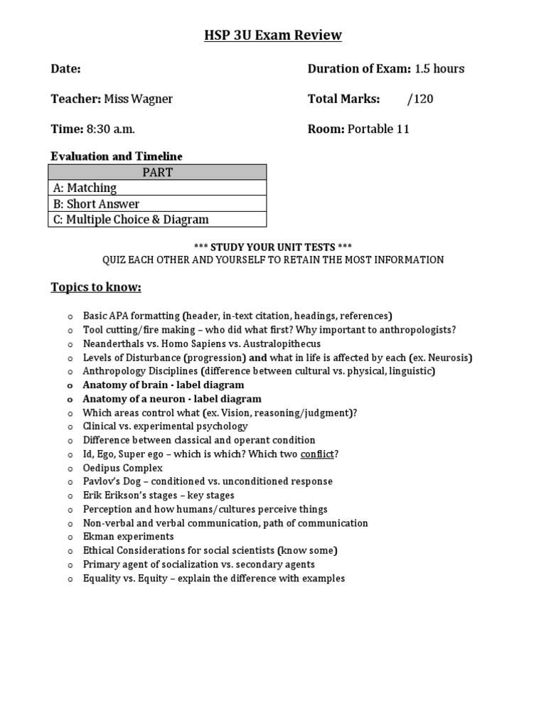 Exam Review 2023 HSP 3U | PDF | Anthropology | Social Sciences