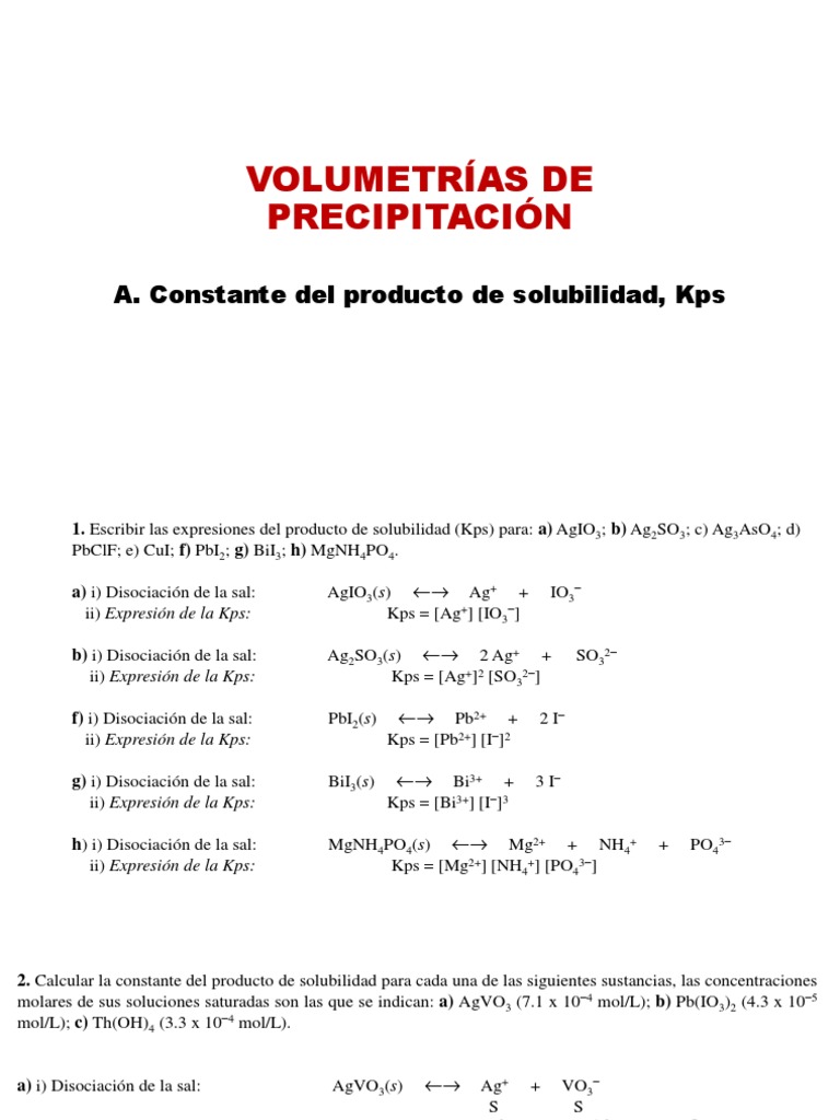 Ejercicios Precipitacion | PDF | Precipitación (Química) | Sal (química)
