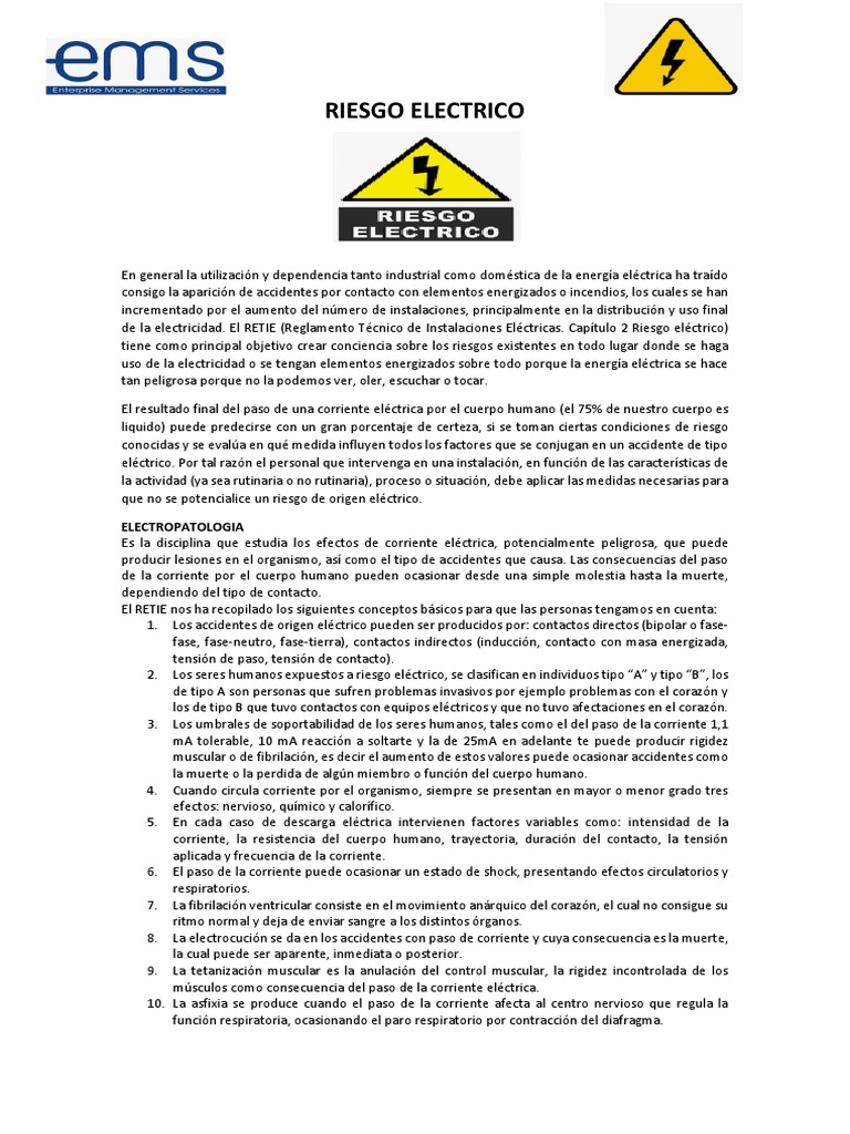 RIESGO ELECTRICO | PDF | Electricidad | Ingenieria Eléctrica