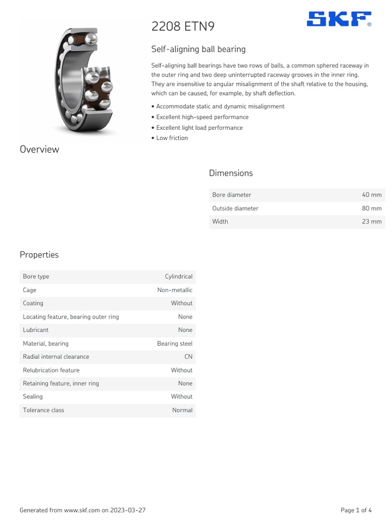 SKF 2208 ETN9 Specification | PDF | License | Websites