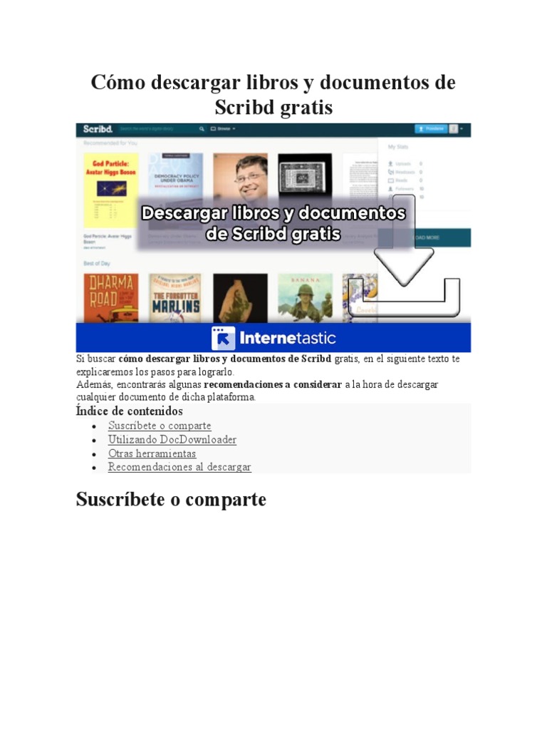 Cómo Descargar Libros y Documentos de Scribd Gratis | PDF | Scribd | Software