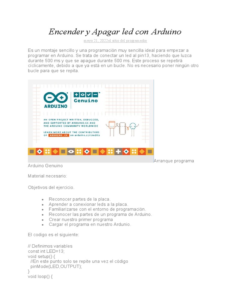 Encender y Apagar Led Con | PDF