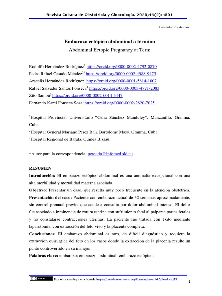 Embarazo Ectópico Abdominal A Término | PDF | El embarazo | Placenta