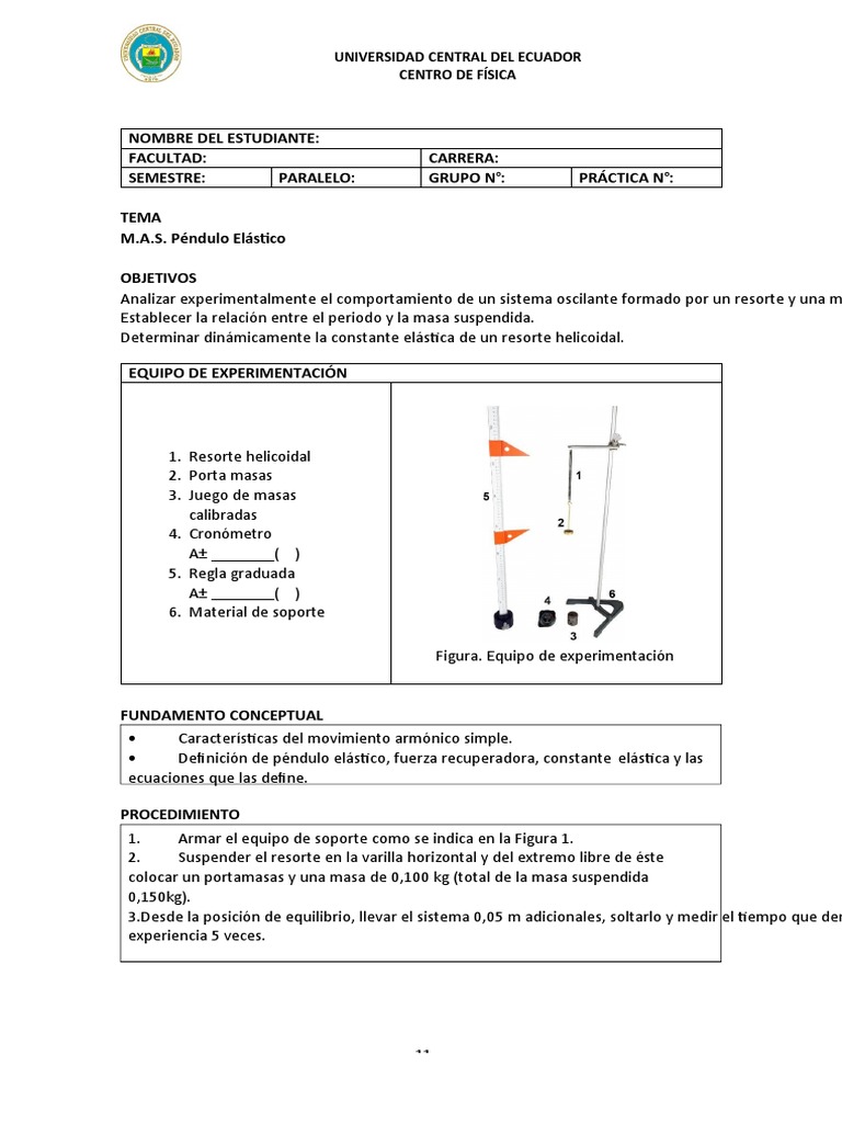 Análisis del Péndulo Elástico en Física | PDF | Oscilación | Mecánica