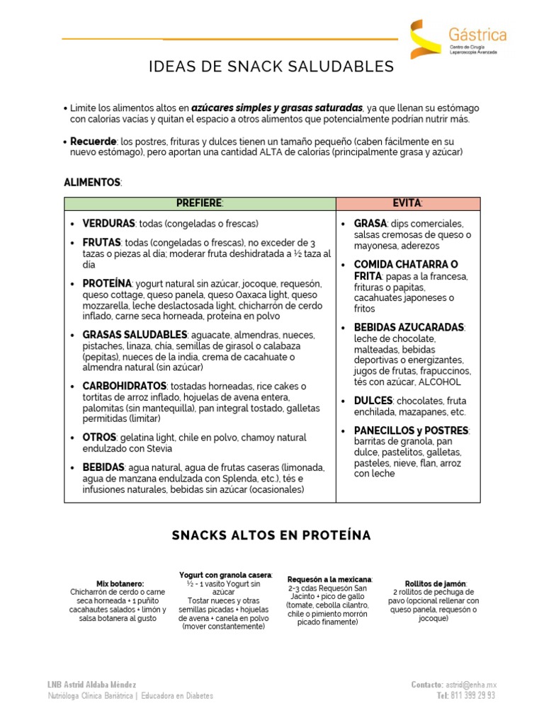 Lista de Snacks Saludables | PDF | Postres | Chocolate