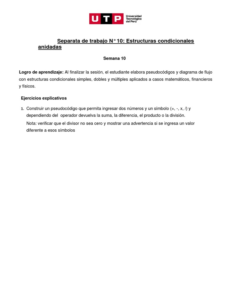 S10.s1 - Estructuras Condicionales Simples, Dobles y Múltiples Anidadas - NestorGalarreta | PDF