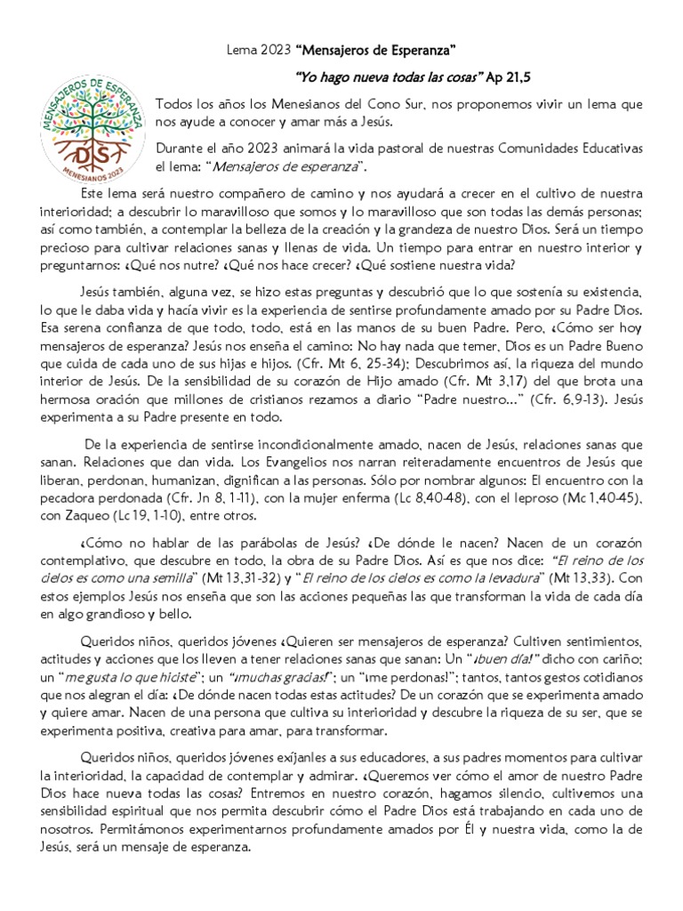 Lema 2023. Reflexión | PDF | Jesús | Amor