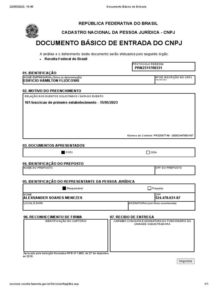 Documento Básico de Entrada | Download grátis PDF | Governo | Brasil