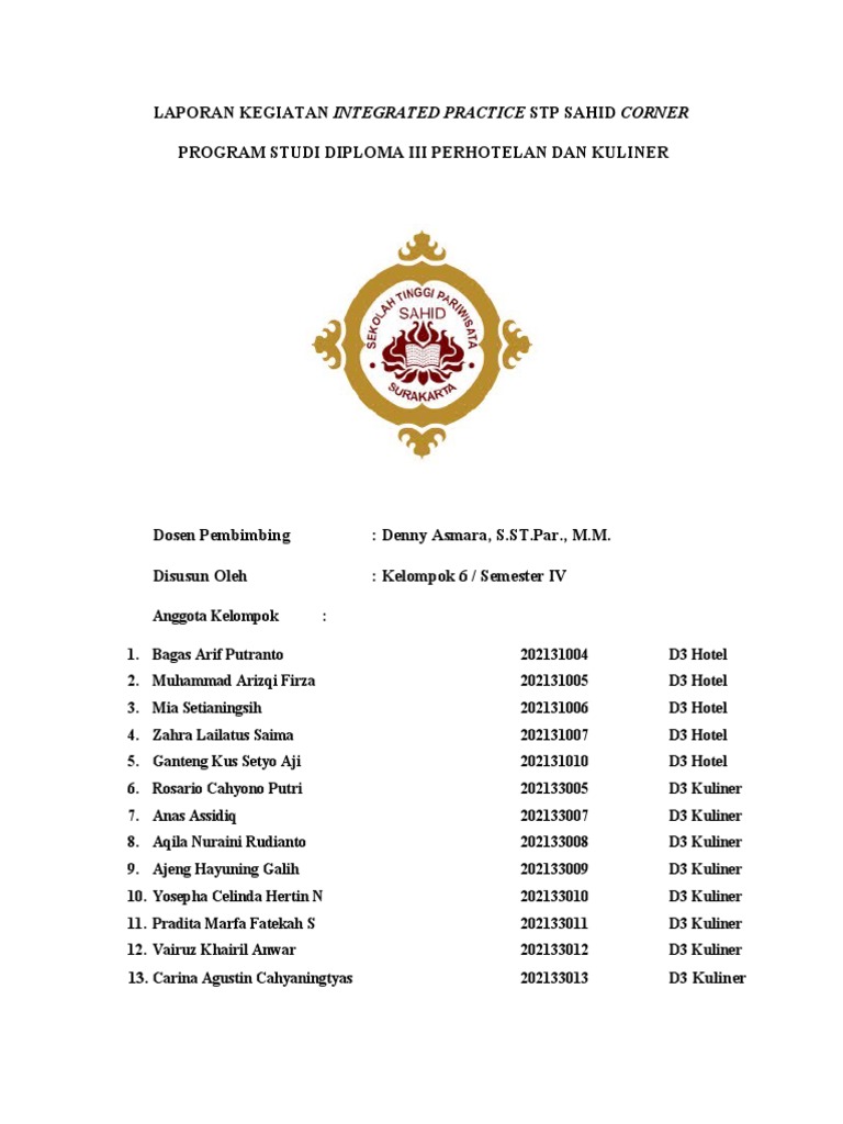 Laporan Kegiatan Integrated Practice STP Sahid Corner | PDF