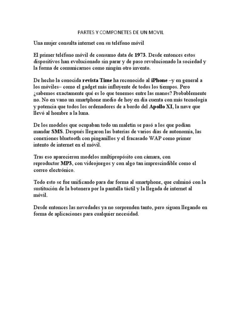 Partes y Componetes de Un Movil | PDF | Smartphone | Telefonía móvil