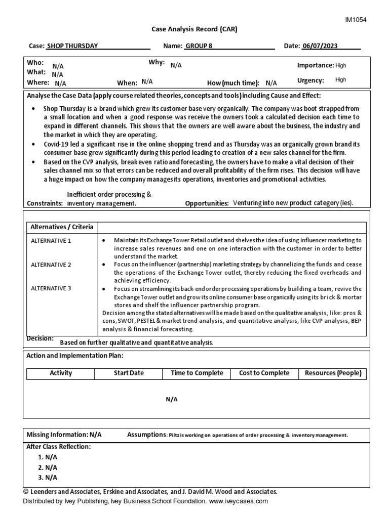 Shop Thursday Case Study | PDF | Marketing | Inventory