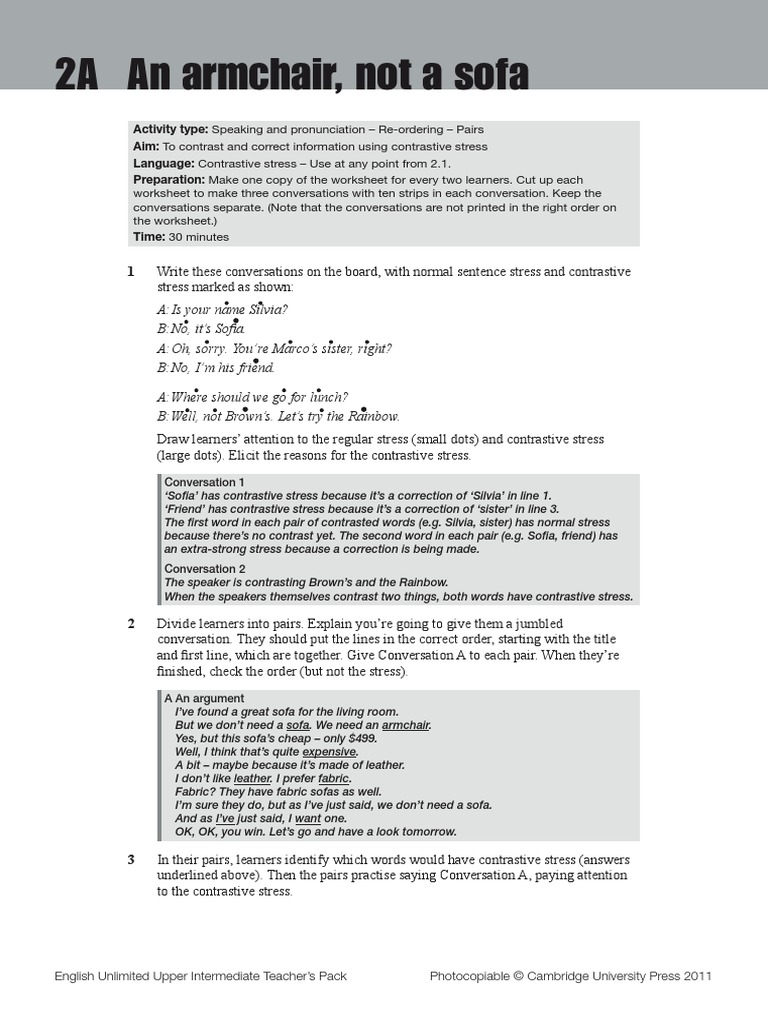 English Unlimited B2 Worksheet - 02A | PDF | Stress (Linguistics ...