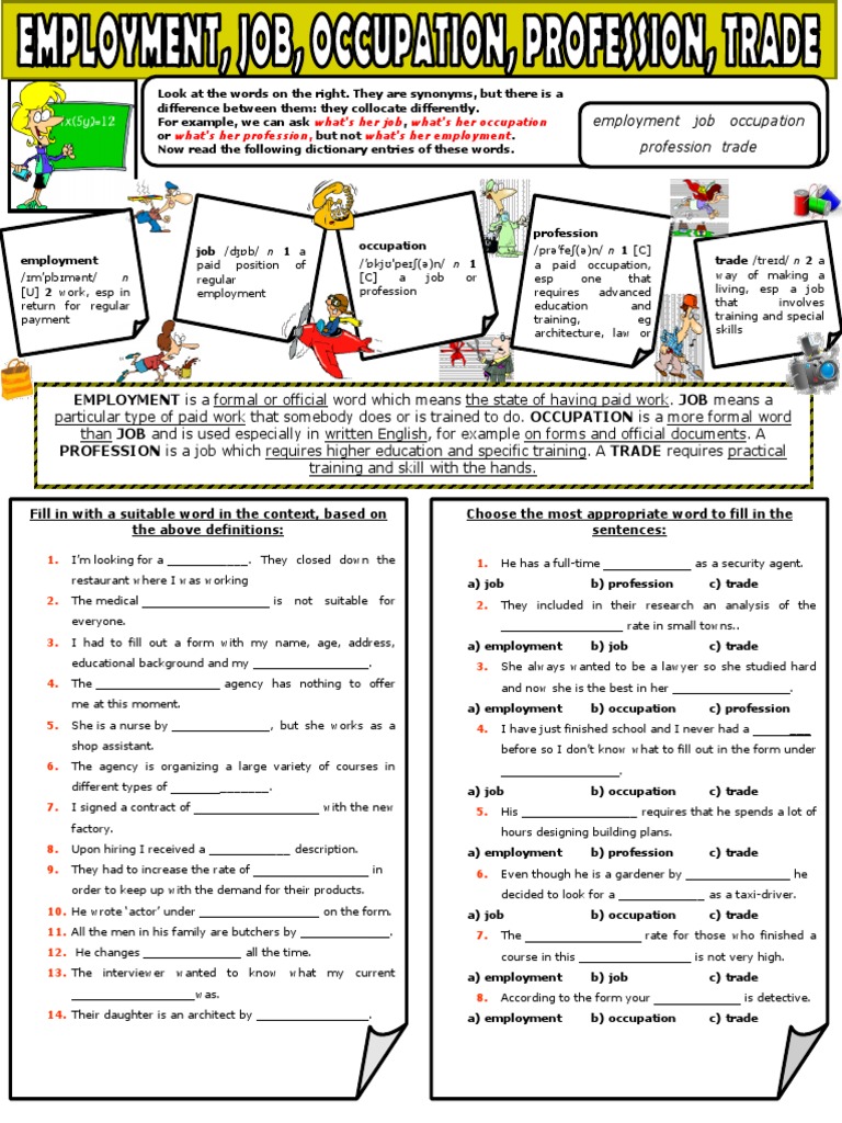 Worksheet Vocabulary Job Esl | PDF | Employment | Profession