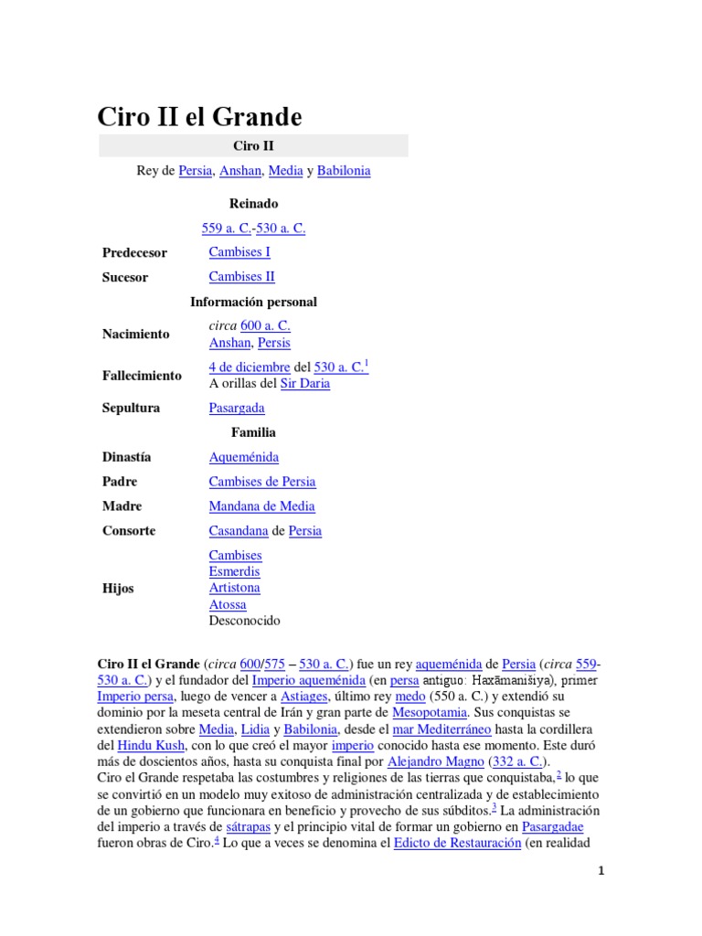 Ciro II El Grande | PDF | Ciro el Grande | Imperio aqueménida