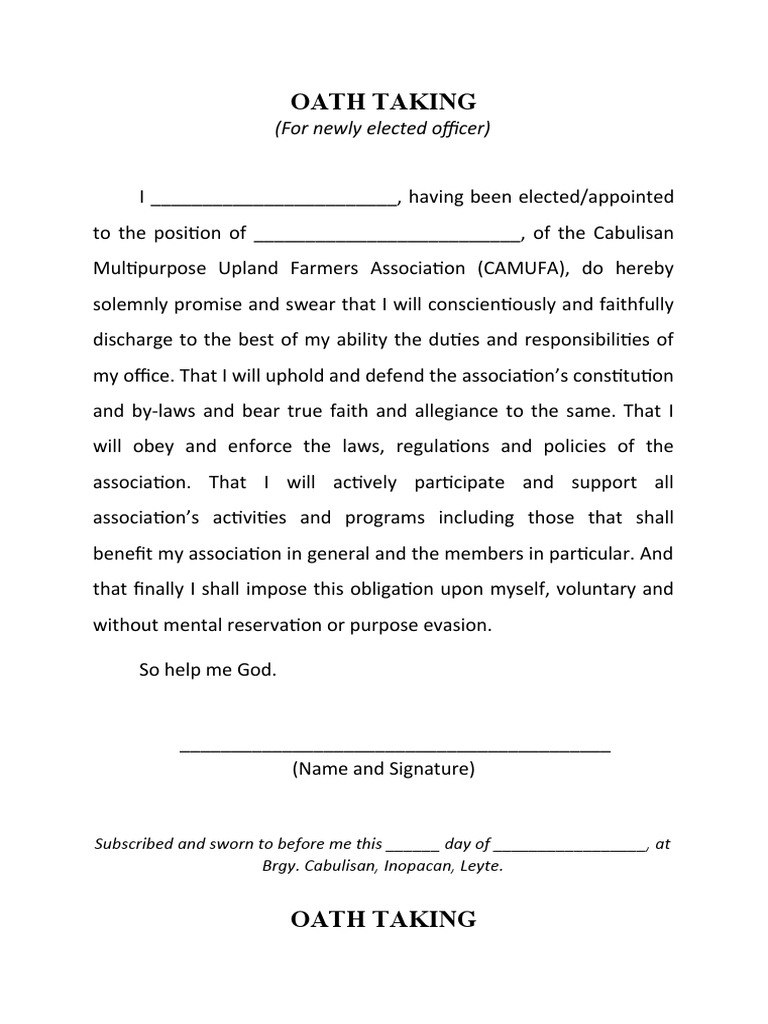 Oath Taking | PDF | Oath | Government