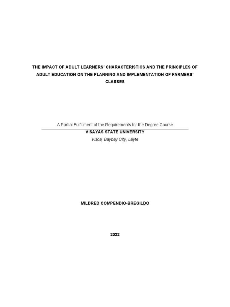 THE IMPACT OF ADULT LEARNERS | PDF | Learning | Adult Education