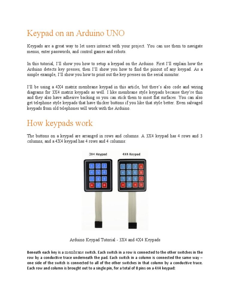 Slot8 - Class - 1 - Keypad 4x4 | PDF | Arduino | Manufactured Goods