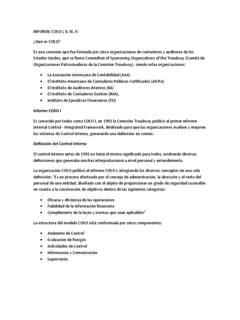 Informe Coso I | PDF | Auditoría | Archivo de computadora