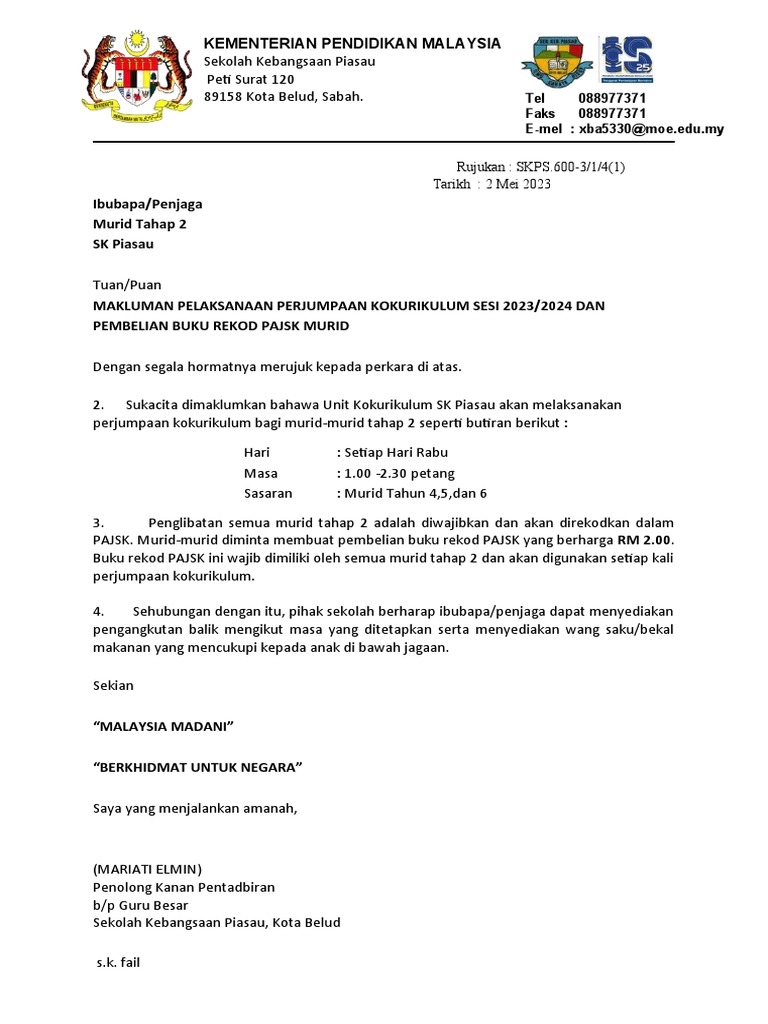 Surat Maklumat Perjumpaan | PDF