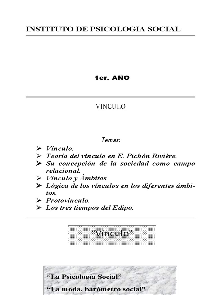 18 PICHON RIVIERE, E. Vínculo | PDF | Aprendizaje | Comunicación